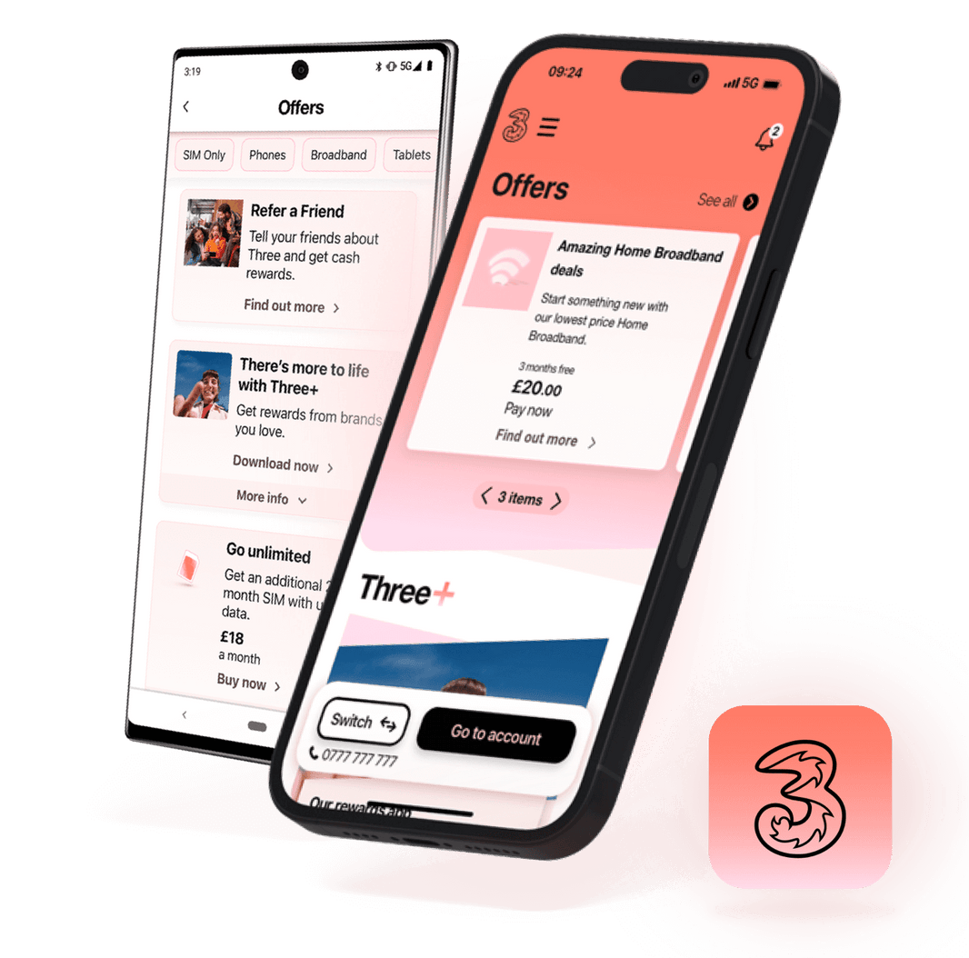 How do I check the data balance or top up my Three UK SIM Card?