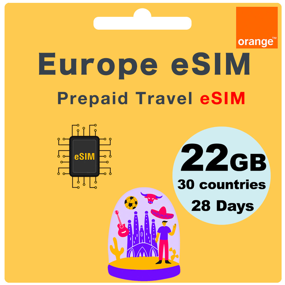 Europe Prepaid Travel eSIM Card - Orange