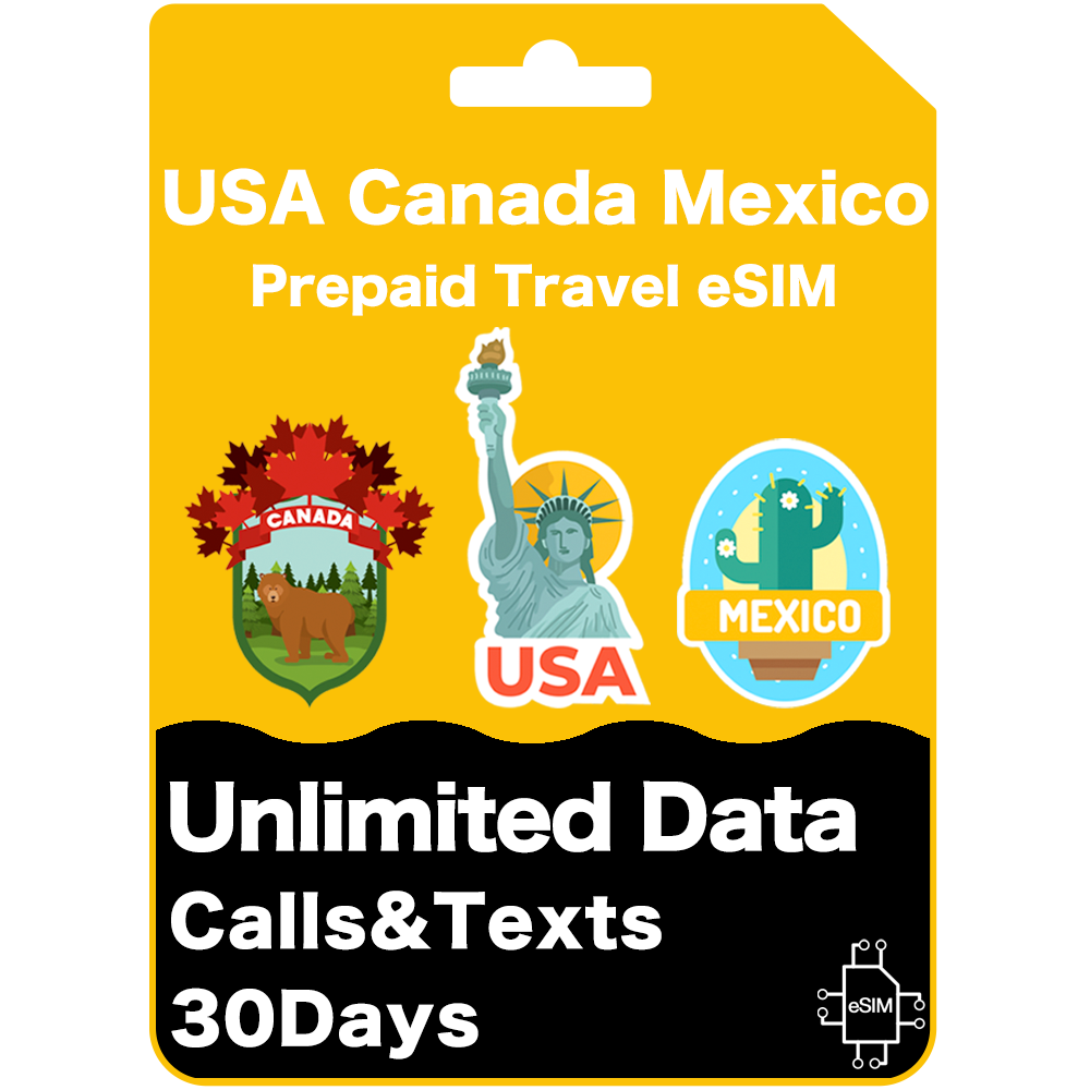 USA,Canada & Mexico Prepaid Travel eSIM Card-AT&T